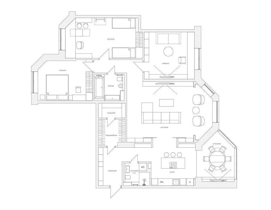 Photo: Planning in style, modern, apartment, project of the week, Moscow, monolithic house, 4 and more, more than 90 meters, ZeWorkroomStudio - Photo