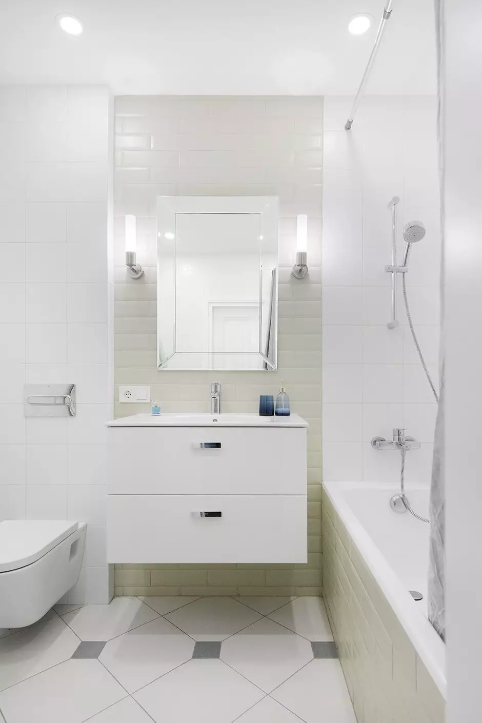 Photo: Banyo sa estilo sa modernong, apartment, proyekto sa semana, Moscow, tisa sa balay, Katya Alagich, Ilya Gulianz, El Natawo Studio, Balay sa Series II-14 - Photo