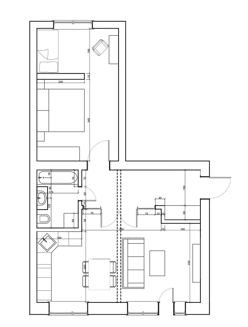 Photo: Planning sa estilo, apartment, proyekto sa semana, Moscow, Brick House, Katya Alagich, Ilya Gulianz, El Natawo Studio, Balay sa Series II-14 - Photo