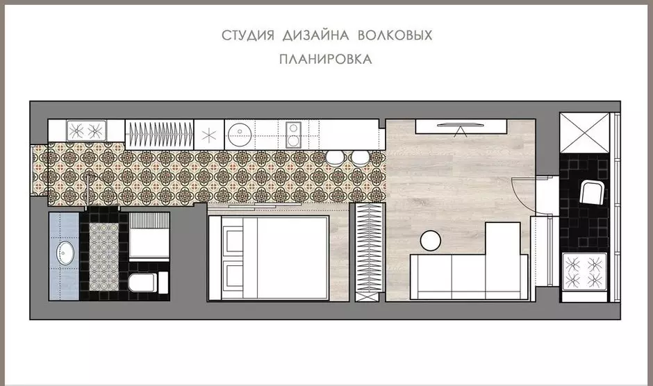 Plan with furniture arrangement