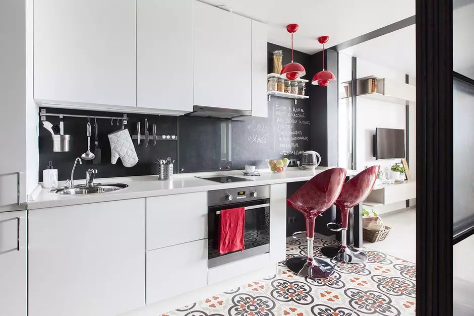 Foto: Kamar masakan ing apartemen modern, cilik, minggu, Yana Volkova, Yuri Volkov, Reutov, Studio Volkov, nganti 40 meter - foto