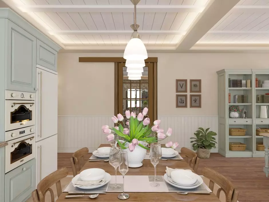 Larawan: Kusina at dining room sa Provence at Estilo ng Bansa, Modern, House, Project of the Week, House and Cottage, Istra District, Studio Volkov, 4 at higit pa, Higit sa 90 metro - larawan