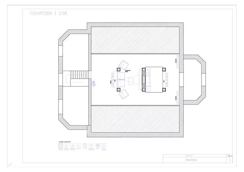 Plano com arranjo de móveis, 3 andar