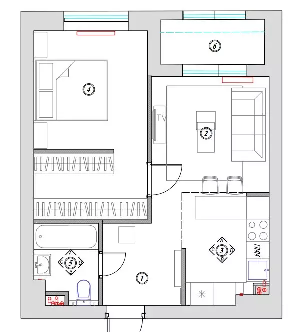 Plan with furniture arrangement