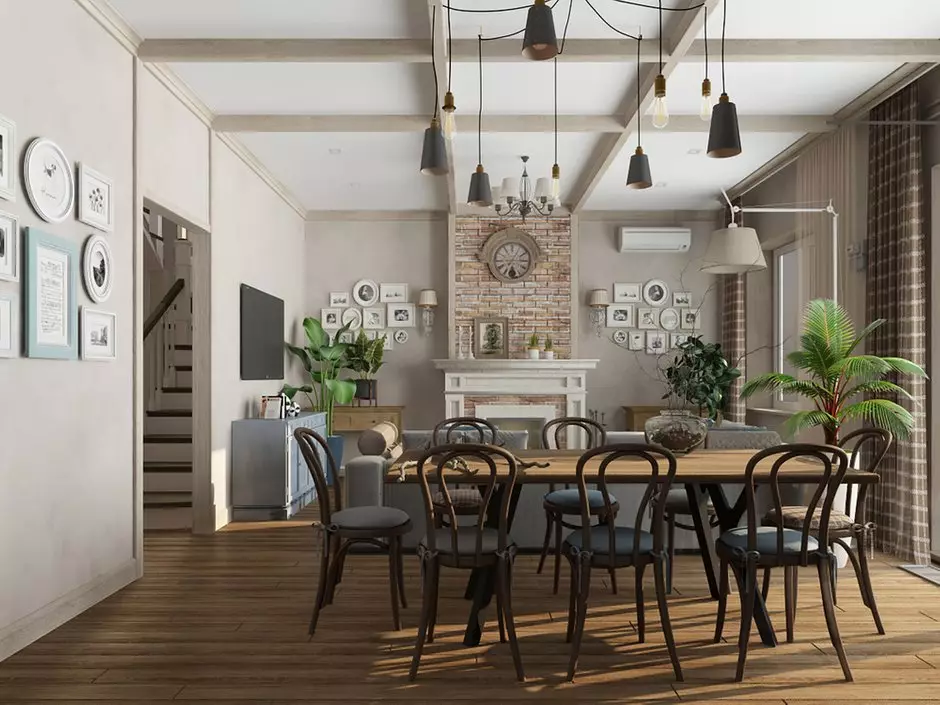 Photo: Kitchen and dining room in Provence and Country style, project of the week, house and cottage, New Moscow, Evgenia Ermolaeva, Townhouse, Block House, 4 and more, more than 90 meters, EEDS Design - Photo