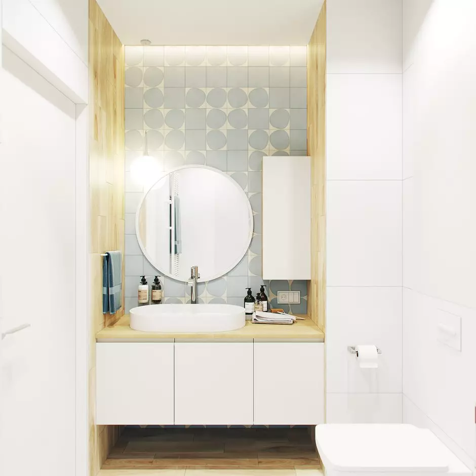 Larawan: Banyo sa modernong, apartment, Russia, minimalism, Project of the Week, St. Petersburg, Eco, Monolithic House, 3 rooms, 60-90 metro, Mga Linya - Larawan