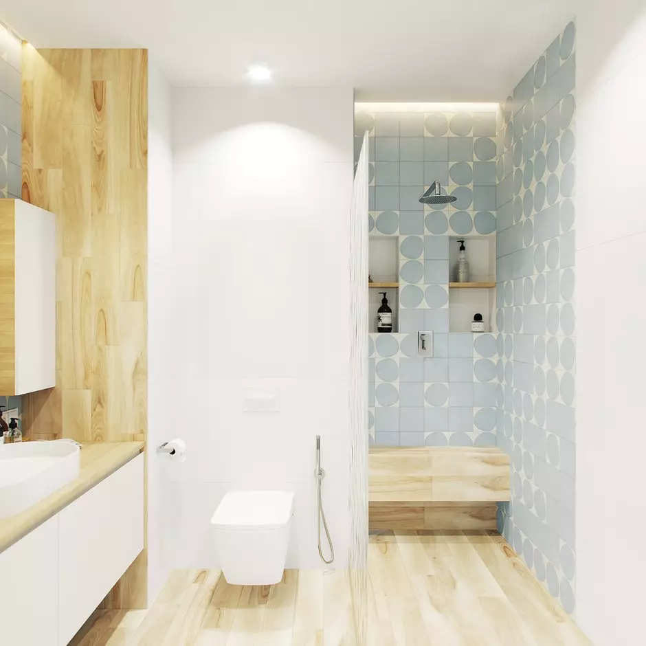 Larawan: Banyo sa modernong, apartment, Russia, minimalism, Project of the Week, St. Petersburg, Eco, Monolithic House, 3 rooms, 60-90 metro, Mga Linya - Larawan