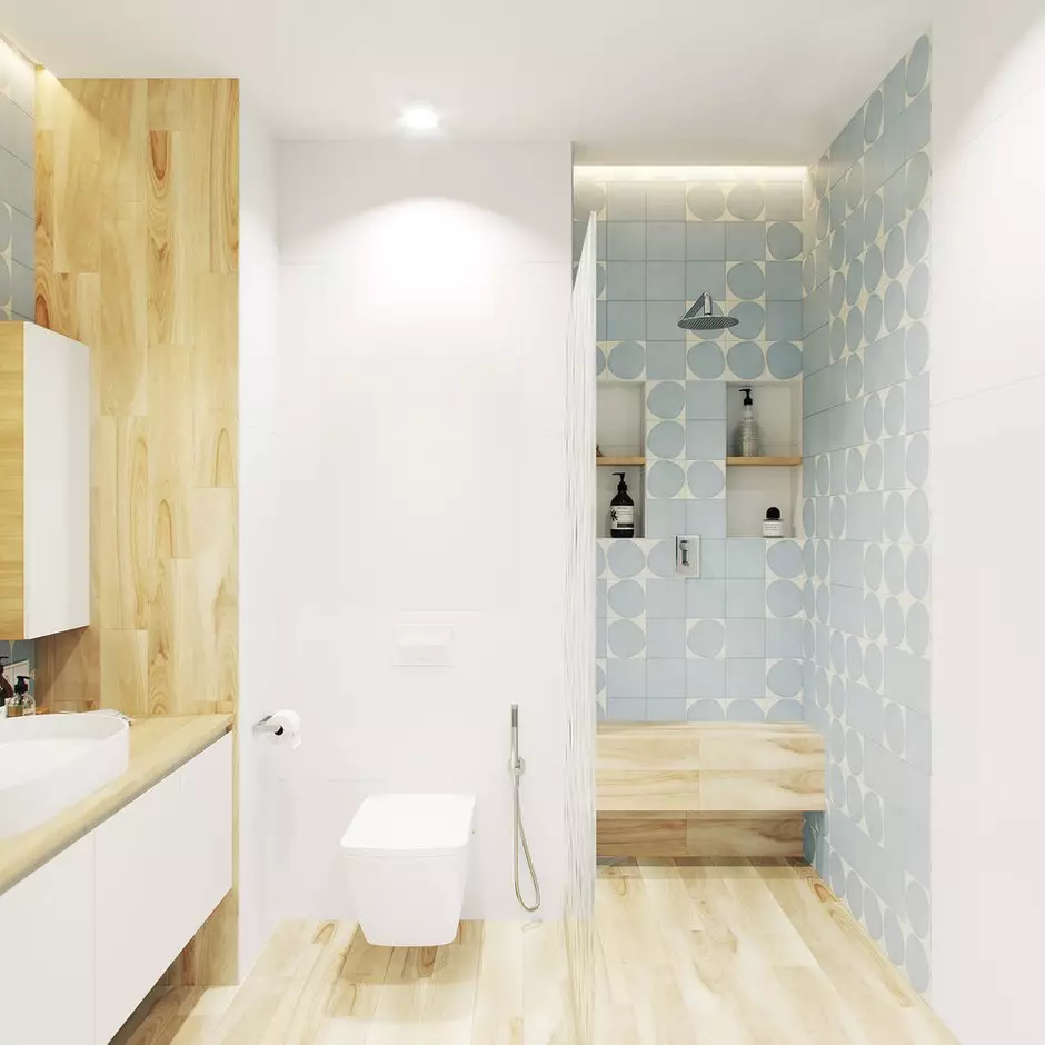 Foto: Baño en estilo moderno, minimalismo, apartamento, proxecto da semana, San Petersburgo, casa monolítica, 3 habitacións, 60-90 metros, máis de 90 metros, liñas - Foto