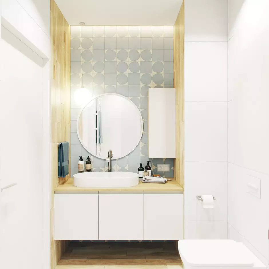 Foto: Baño en estilo moderno, minimalismo, apartamento, proxecto da semana, San Petersburgo, casa monolítica, 3 habitacións, 60-90 metros, máis de 90 metros, liñas - Foto