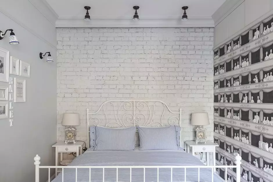 Gratuite: Chambre à coucher en Provence et Country Style, Appartement, Blanc, Projet de la semaine, Moscou, Vert, Bleu, Gris, Bleu, Turquoise, Maison en brique, 1 Chambre, Jusqu'à 40 mètres, Zamoskvorechye - Photo