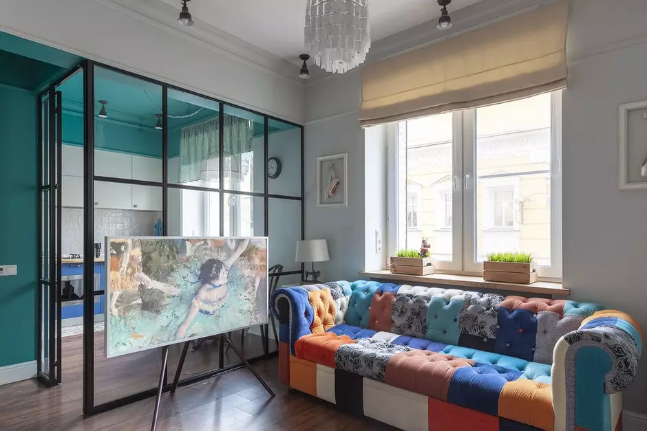 Gratuite: Salon en Provence et Country Style, Appartement, Semaine de projet, Moscou, Vert, Bleu, Gris, Bleu, Turquoise, Maison en brique, 1 Chambre, Jusqu'à 40 mètres, Zamoskvorechye - Photo