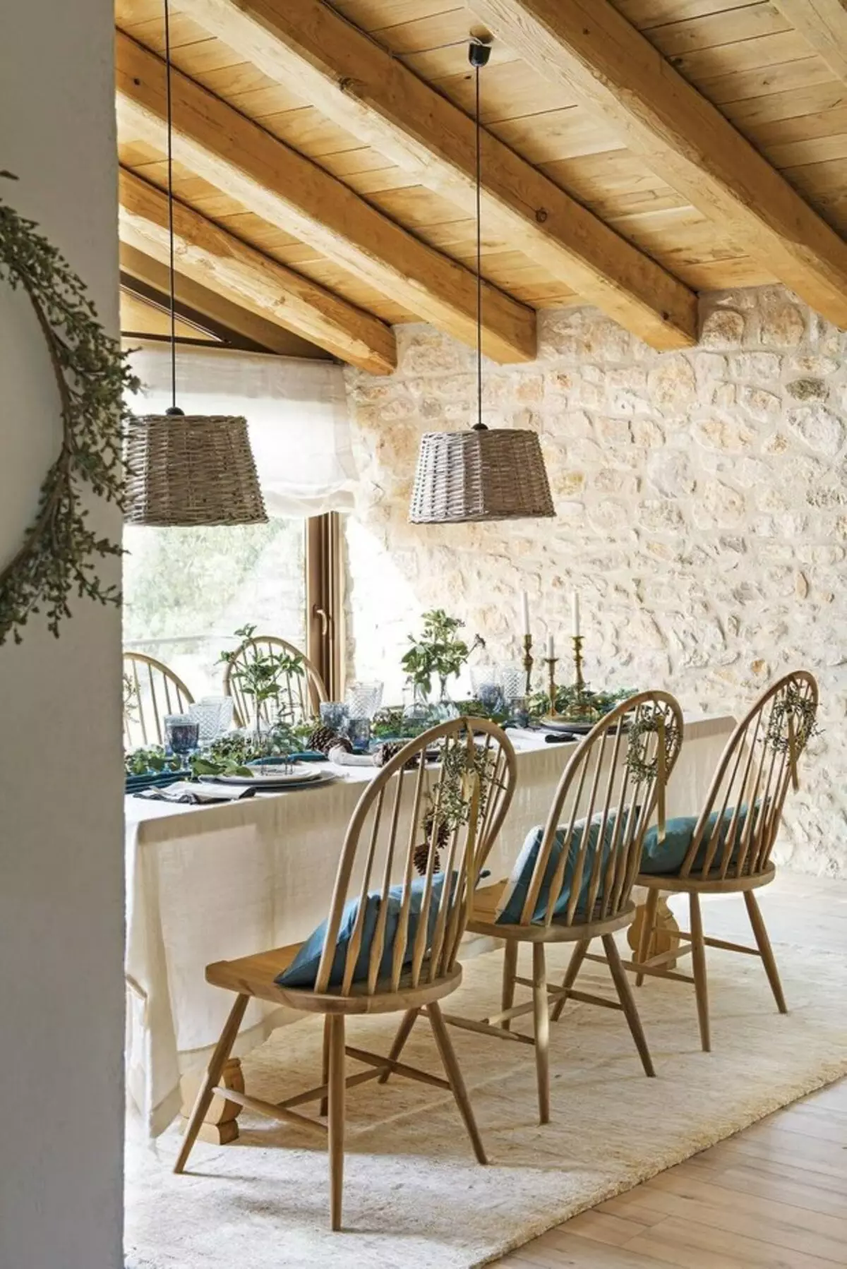 Foto: Kamar lan Makan ing Provence lan Style Counter, House, White, Beige, Biru, Turquoise, Eco, House and Cottage - Foto