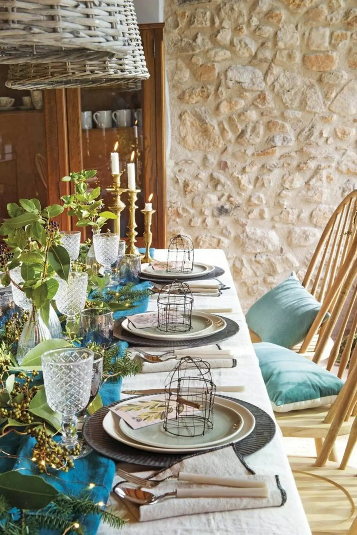 Foto: Kamar lan Makan ing Provence lan Style Counter, House, White, Beige, Biru, Turquoise, Eco, House and Cottage - Foto