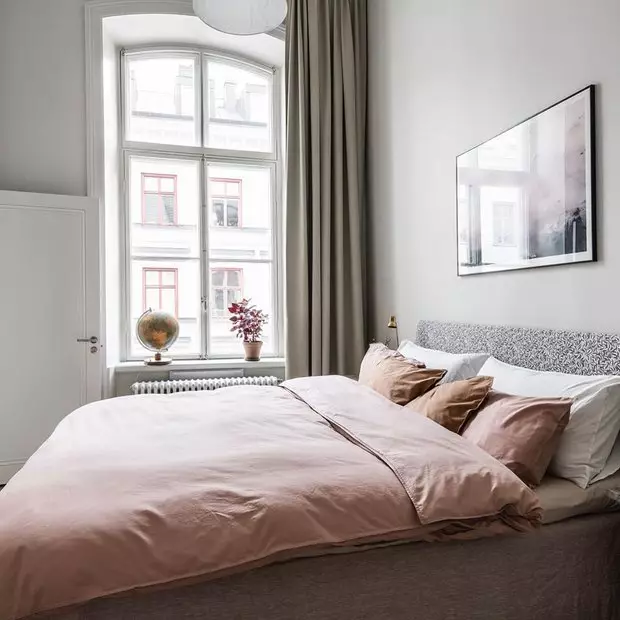 Foto: Slaapkamer in Scandinavische stijl, modern, eclectisch, interieur, appartement, wit, zwart, 2 kamers, 60-90 meter - Foto