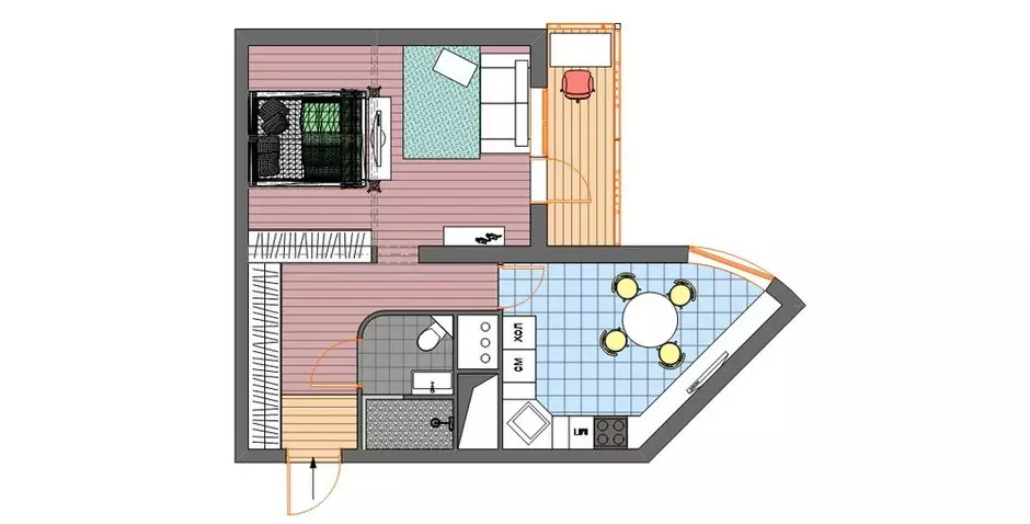 Foto: Planejando em estilo, clássico, loft, apartamento pequeno, apartamento, rússia, acessórios, boconcept, vitra, branco, semanas de projeto, preto, vermelho, verde, bege, douilux, amarelo, cinza, azul, marrom, fúcsia, ikea, Atlas Concorde, Kerama Marazzi, Krasnogorsk, Chamada,