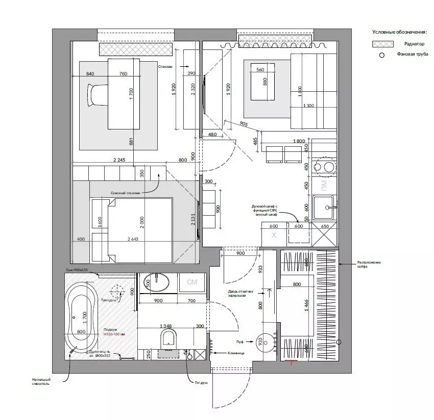 Kế hoạch với sự sắp xếp đồ nội thất