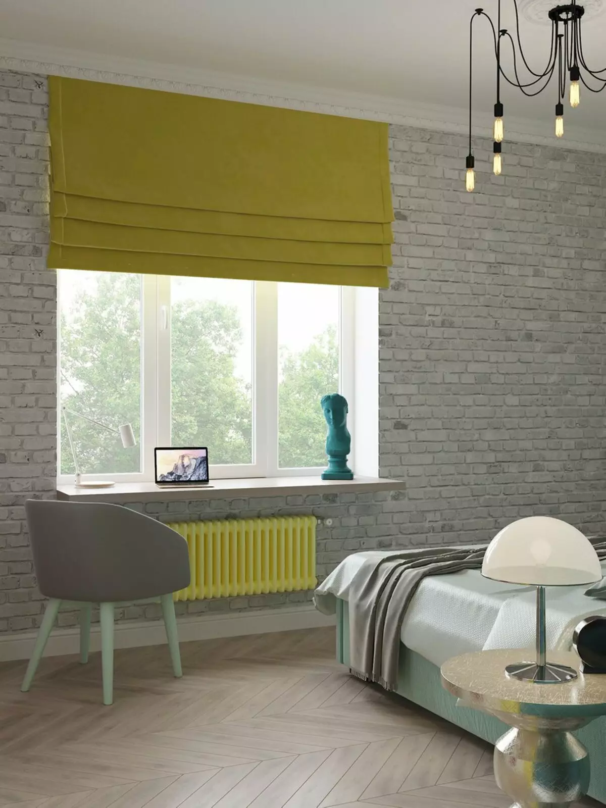 Foto: Quarto de estilo eclético, cozinha e sala de jantar, casa de banho, hall de entrada, sala de estar, apartamento, semanas de projeto, amarelo, azul, rosa, 2 assoalhadas, 40-60 metros, premium - foto