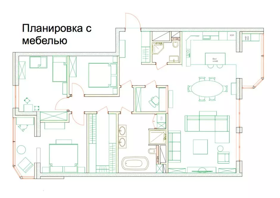 Foto: Planificació d'estil, eclèctic, Moscou, groc, blau, 3 habitacions, més de 90 metres, # Projectes exclusius, Rimma Semenova, Alexander Volodin - Foto