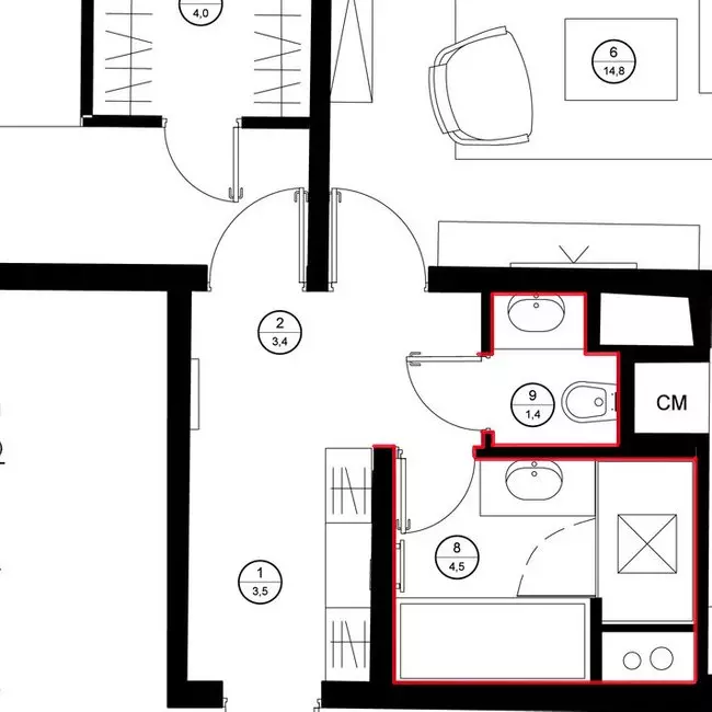 7 pinakamahusay na layout para sa maliliit na banyo 275212_3