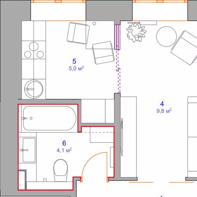 7 pinakamahusay na layout para sa maliliit na banyo 275212_5