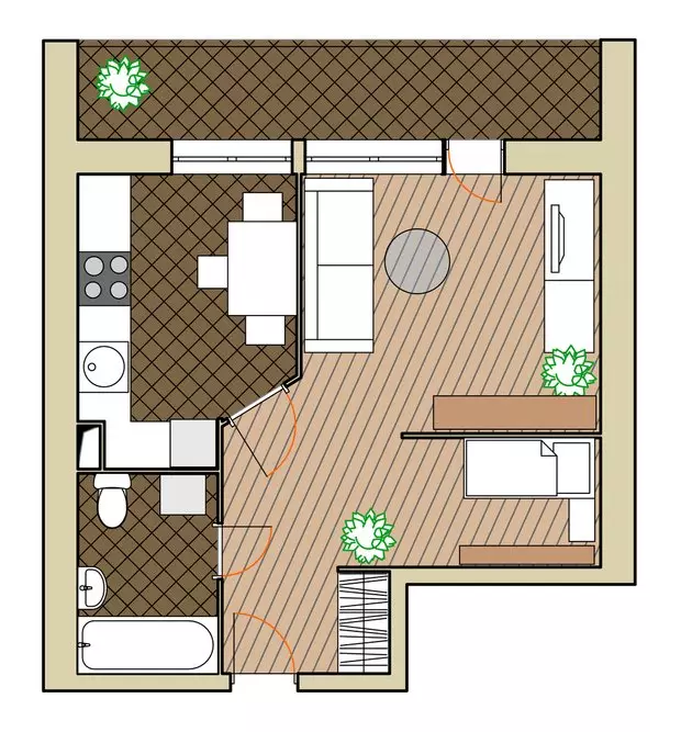 Foto: Planering i stil, liten lägenhet, lägenhet, hus och lägenheter, ombyggnad, blockhus, II-68 - Foto