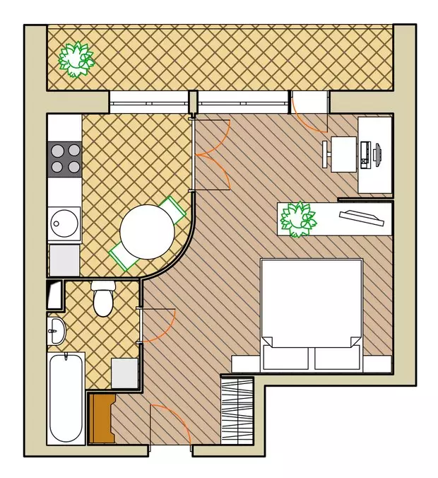 Foto: Planering i stil, liten lägenhet, lägenhet, hus och lägenheter, ombyggnad, blockhus, II-68 - Foto