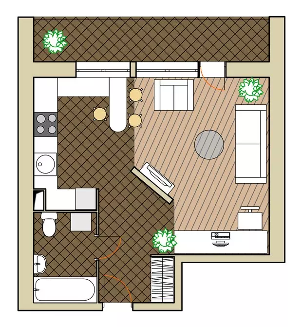 Foto: Planering i stil, liten lägenhet, lägenhet, hus och lägenheter, ombyggnad, blockhus, II-68 - Foto