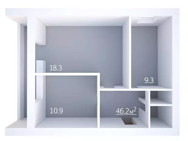 Wêne: Wekî din di şêweyê, apartman, plansazî, xanî û apartmanan, nûvekirin, II-68-03, astengkirina xanî, 2 jûre, 40-60 metre - wêne