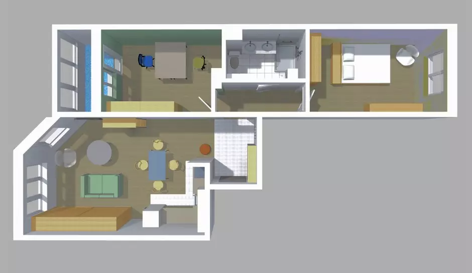 Foto: Planning in stijl, appartement, herontwikkeling, IP-46S, Huis van de IP-46S-serie, Appartement met 1 Slaapkamer in IP-46S, Herontwikkeling van tweekamerappartement in IP-46S, Herontwikkeling van een appartement met 2 slaapkamers, IP-46S, herontwikkelingsopties van een tweekamerappartement, hoe een tweekamerappartement op te zetten voor een stel, hoe een tweekamerappartement op te zetten voor een stel met kinderen, herontwikkeling ideeën, herontwikkeling in IP-46S - Foto