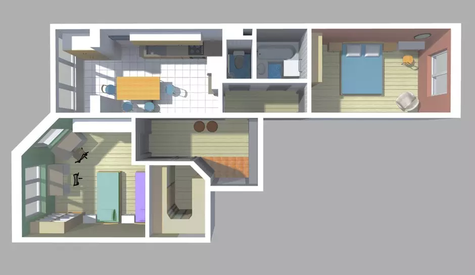 Foto: Planning in stijl, appartement, herontwikkeling, IP-46S, Huis van de IP-46S-serie, Appartement met 1 Slaapkamer in IP-46S, Herontwikkeling van tweekamerappartement in IP-46S, Herontwikkeling van een appartement met 2 slaapkamers, IP-46S, herontwikkelingsopties van een tweekamerappartement, hoe een tweekamerappartement op te zetten voor een stel, hoe een tweekamerappartement op te zetten voor een stel met kinderen, herontwikkeling ideeën, herontwikkeling in IP-46S - Foto