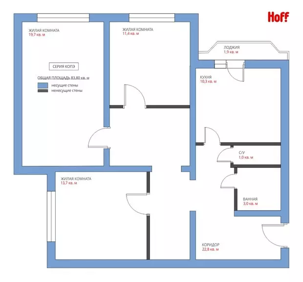 ఫోటో: శైలి, apartment, hoff, పునరాభివృద్ధి, hoff, భరించవలసి, కోప్-ఎం-పార్, అనస్తాసియా kiseleva, ప్యానెల్ హౌస్, 3 గదులు, 60-90 మీటర్ల, కోప్ టవర్, కాపీలు-సెయిల్, CEP-2000 - ఫోటో