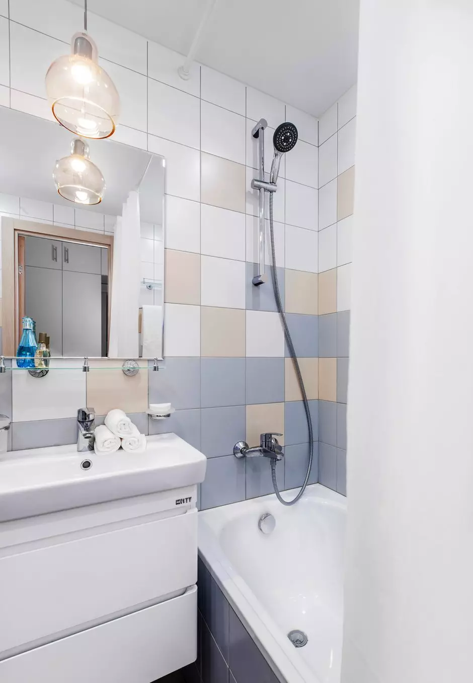 الصورة: Bathroom in Style Modern، Apartment، مشروع الأسبوع، Moscow، P-44، لوحة اللوحة، غرفة واحدة، بحجم يصل إلى 40 مترا، Jeanne Studentova - صورة