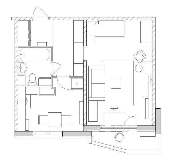 Plan with furniture arrangement