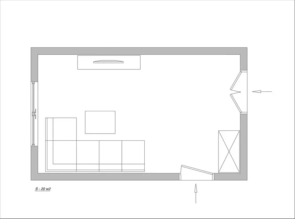 Woonkamer in die styl van "Amerikaanse klassieke" in die huis p44-t