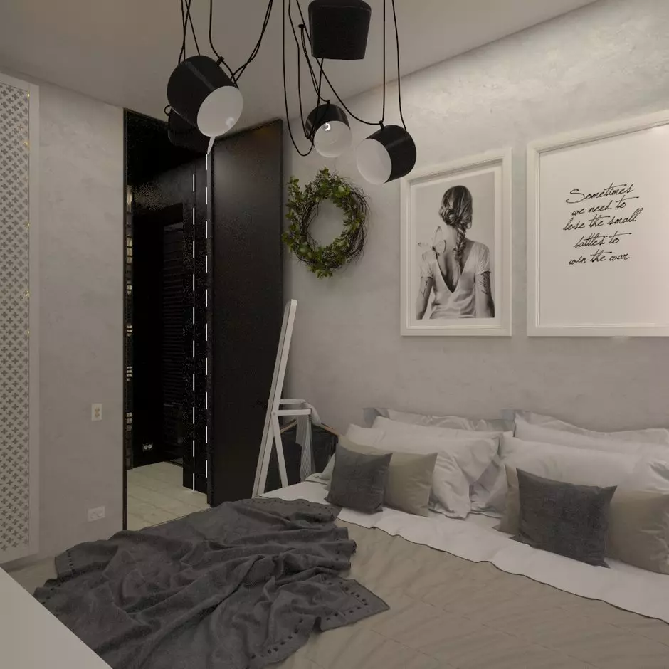 Larawan: Bedroom sa Scandinavian Style, Apartment, Project of the Week, Block House, 2 Rooms, 40-60 Metro, Julia SHTYKIN, LA CORUNA - Larawan