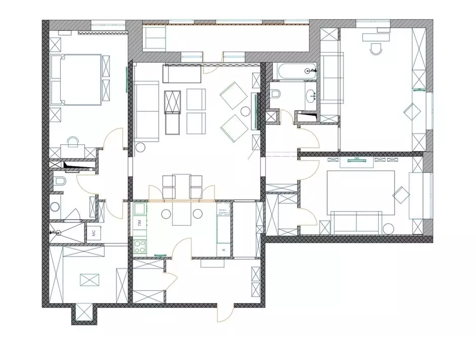 Planlegg med møblerarrangement