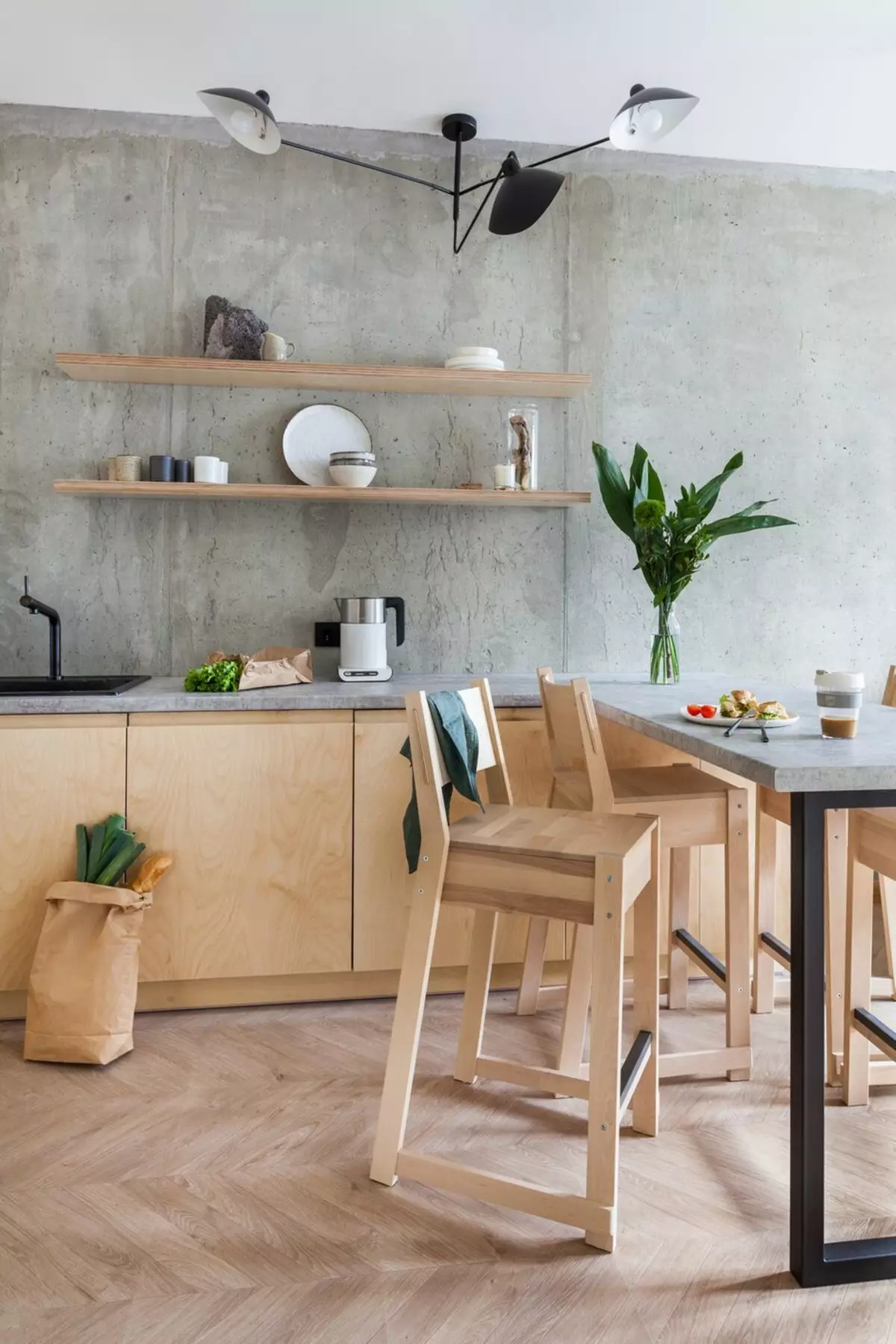 Foto: Keuken en eetkamer in Loft-stijl, Modern, Scandinavisch, Appartement, Project van de week, Minsk, Monolithisch huis, 1 kamer, 40-60 meter, Ekaterina Trukhanova, Lena Kulanina - Foto