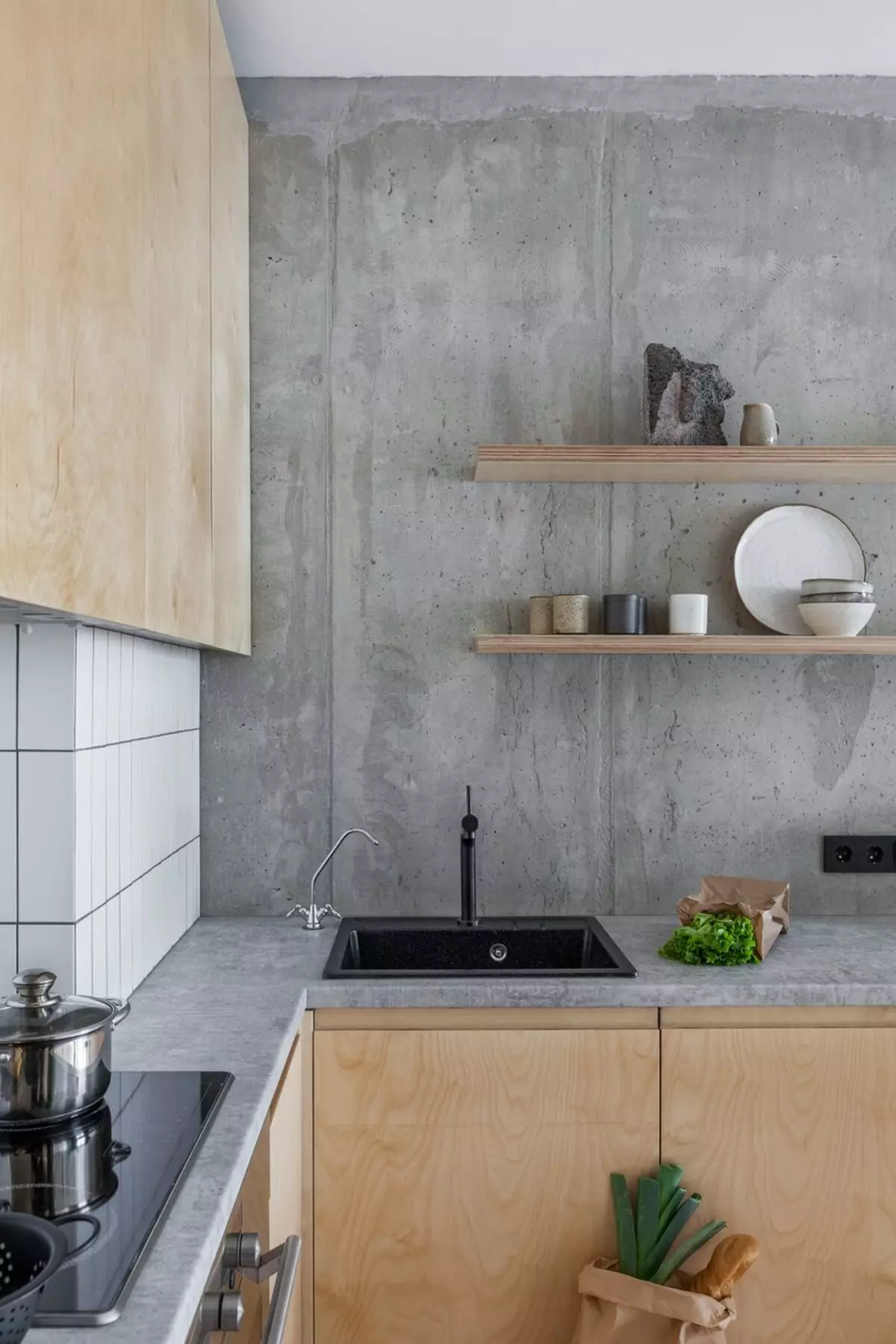 Foto: Keuken en eetkamer in Loft-stijl, Modern, Scandinavisch, Appartement, Project van de week, Minsk, Monolithisch huis, 1 kamer, 40-60 meter, Ekaterina Trukhanova, Lena Kulanina - Foto