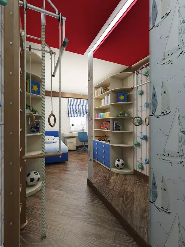 Photo: Children's in style. Modern, Scandinavian, apartment, Russia, planning, accessories, furniture and light, white, project of the week, Moscow, red, beige, dulux, blue, blue, brown, Ikea, Elena Bulagin, Casadeco, NAPY Home, Mr. DOORS, SHAGGY DIAMOND, LEGRAND, MARKSLOJD, SONEX, BUREAU