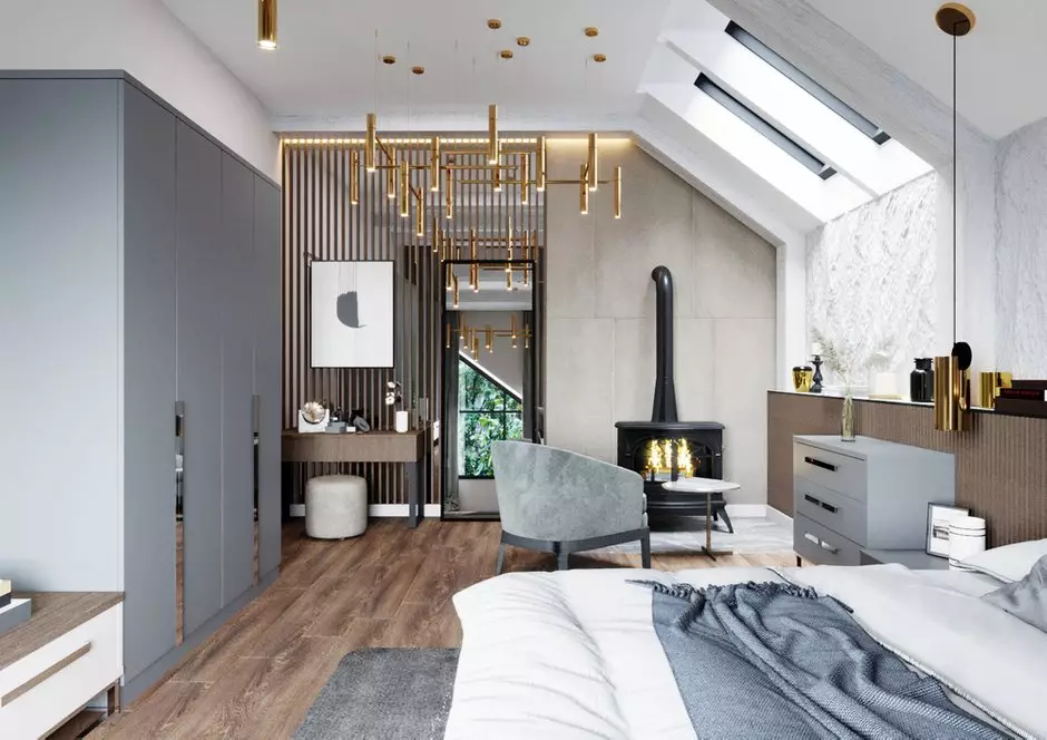 Foto: Dormitor în modern, House, Ariston, Proiect al săptămânii, 4 și mai mult, mai mult de 90 de metri, UFA, ISOMETRIO, DUNE 1 R - Fotografie