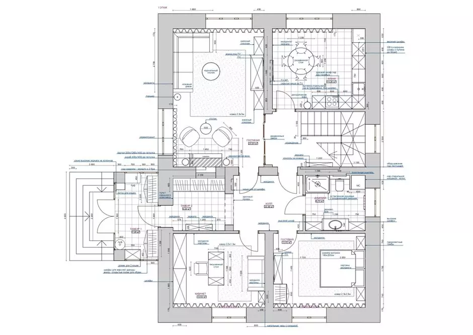 Plan cu aranjament de mobilă, etajul 1
