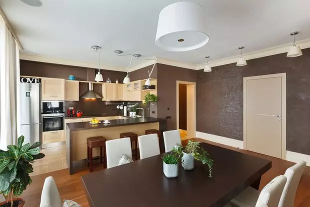 Photo: cuisine et salle à manger avec style. Moderne, Appartement, Artemide, Boconcept, Calligaris, Couleur à l'intérieur, Maisons et appartements, Saint-Pétersbourg - Photo