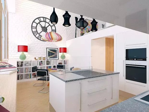 Foto: Ruang dapur dan ruang makan di modern, eklektik, loteng, dekorasi interior, apartemen, artemide, axo light, moooi, rumah dan apartemen, proyek minggu ini - Foto