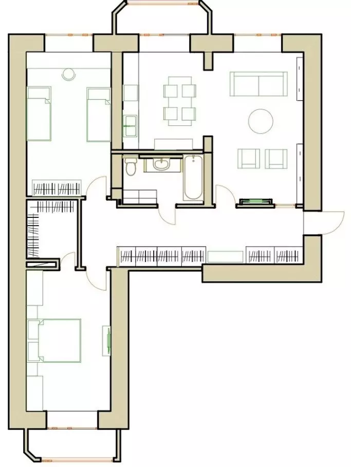 Plano com arranjo de móveis