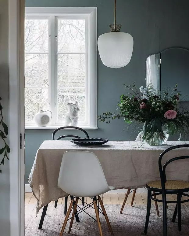 Foto: Ruang dapur dan ruang makan di Provence and Country Style, Dekorasi Interior, Rumah, Swedia, Gothenburg, William Morris - Foto