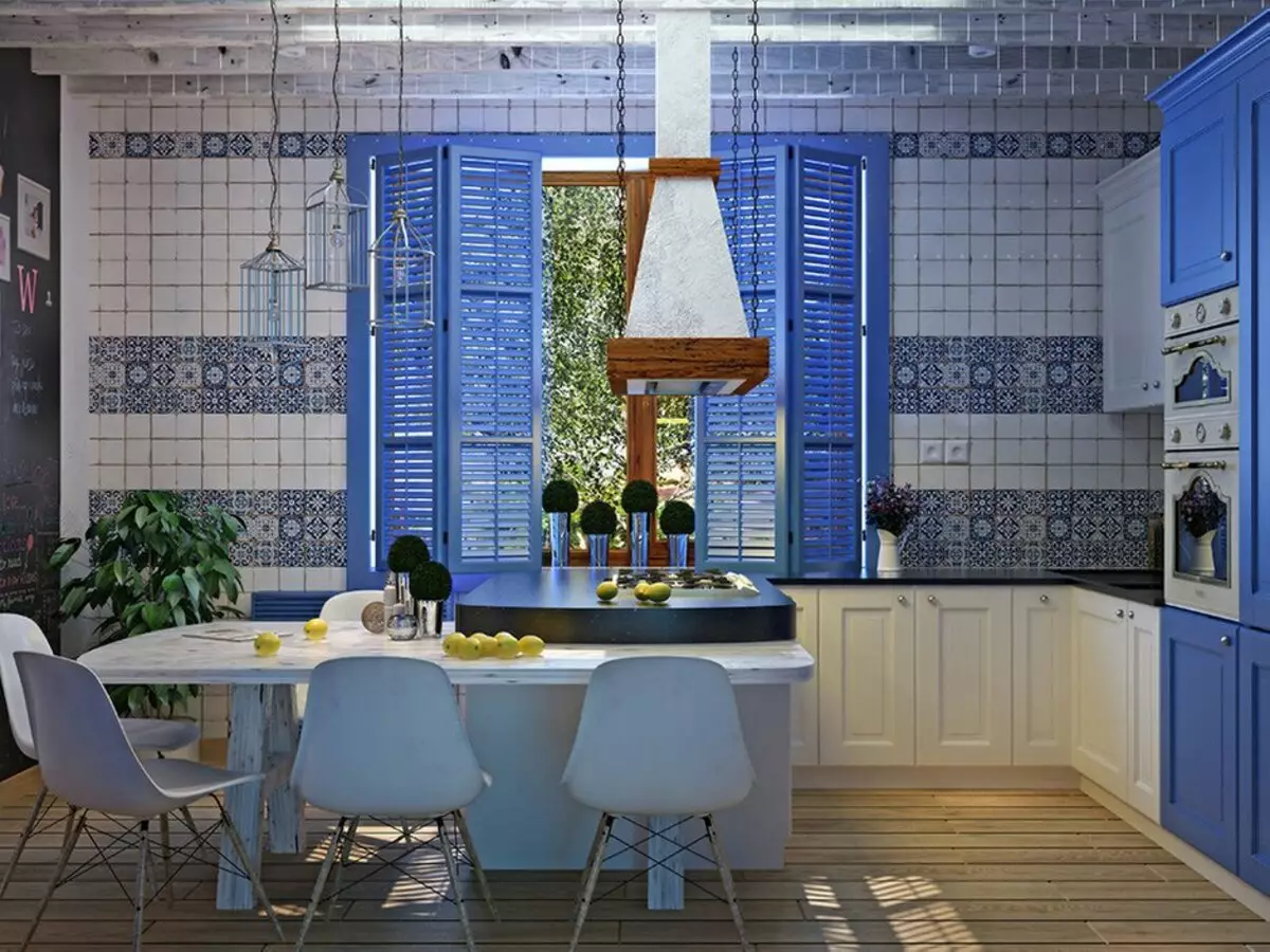 Foto: cucina e sala da pranzo in Provenza e stile paese, orientale, arredamento interno, casa, arredamento, colore all'interno, case e appartamenti, Mediterraneo, Grecia - Foto