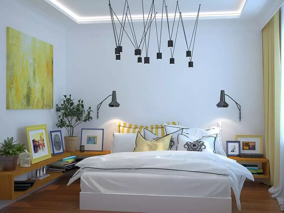 Photo: Bedroom in modern style, interior decor, house, decor, color in the interior, houses and apartments, Mediterranean, Greece - Photo