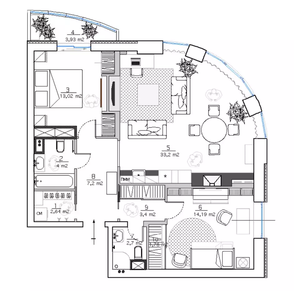 Plan cu aranjament de mobilier