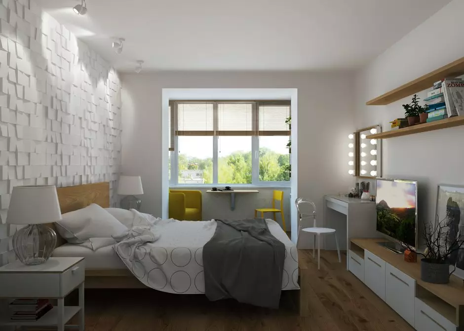 Foto: quarto em estilo escandinavo, apartamento, branco, projeto da semana, amarelo, julia chernova, smolensk, muitos ikea, novo edifício, casa monolítica, 2 quartos, 60-90 metros - foto