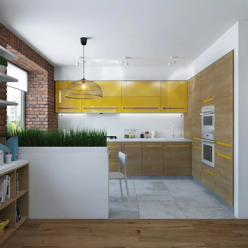 Foto: Cozinha e sala de jantar em estilo escandinavo, apartamento, branco, projeto da semana, amarelo, yulia chernova, smolensk, muitos ikea, novo edifício, casa monolítica, 2 quartos, 60-90 metros - foto